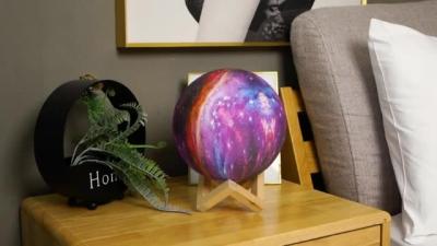 China Galaxy Light 3D Galaxy Moon Lamp 7.1Inch 16 Colors Ball Moon Night Light with Stand Space 3D Printed for Women Girls Gifts for sale