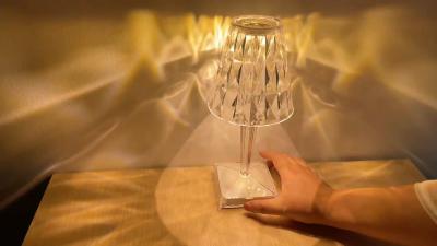 China Portable Bedroom Transparent Prism Desk Led Night Light Warm Romantic Acrylic Bedside Light USB Charging Crystal Table Lamp for sale