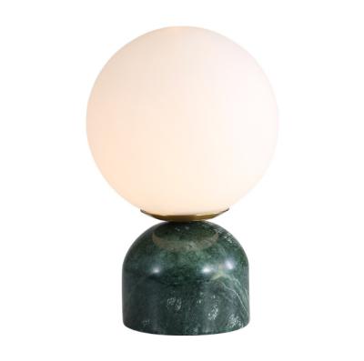 China Modern Nordic white glass shade marble base round shade designer table lamp bedside office decor for sale