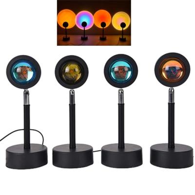 China 2021 usb button mini smart halo ring rgb rainbow night table light led floor projection sunset lamp for coffee shop for sale