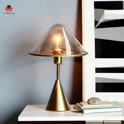 China Modern Glass Metal Table Lamp Decorative Bedside Bedroom Table Lamp Hotal Modern Luxury Led Bedroom Table Lamp for sale
