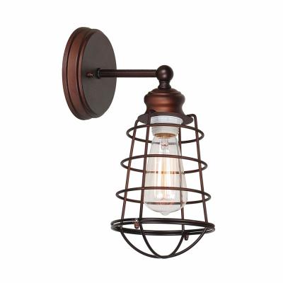 China Yisuro 1 Light Industrial Wire Cage Wall Sconce Rustic Farmhouse  Style Wall Light for Bathroom Living Room Kitchen for sale