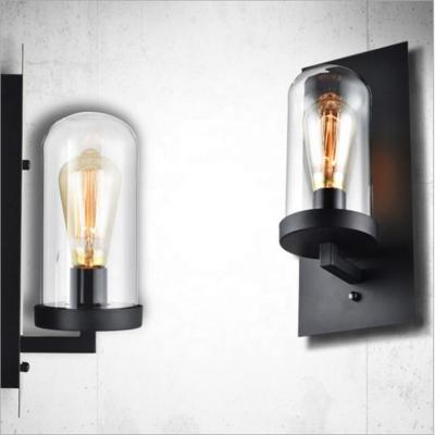 China Tonghua Vintage LED Decor Wall  Lamp Clear Glass Shell Black Metal Home Pub Coffee Retro Light for sale