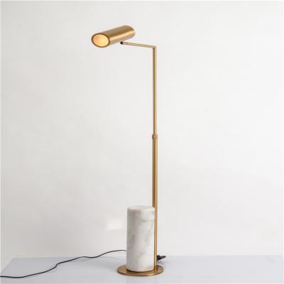 China Contemporary Gold Floor Lamp Adjustable Head Marble Materil Base Standing Lighting for Bedroom for sale