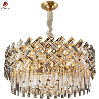 China Modern residential crystal chandeliers lighting golden Creative hotel Crystal led lights Luxury Pendant Light Chandelier for sale