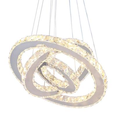 China New LED Circle Crystal Chandelier Villa Hotel Indoor Art Deco DIY Shape Crystal Hanging Pendant Light Chandelier for sale