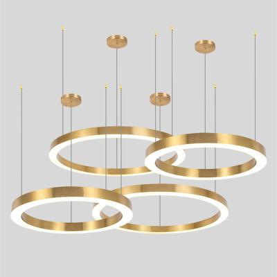 China Luxury Round Hanging Lamp LED Ring Chandelier for Hotel Lobby Circular Pendant Light Vintage Luxury Pendant Light for sale