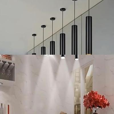 China Surface mounted chandelier long tube spotlight cylindrical simple creative bar counter single pendant led light for sale