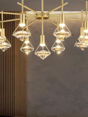 China Copper K9 Crystal Pendant Lamp Living Room LED Light Wholesale Factory Chandeliers Pendant Lights for sale