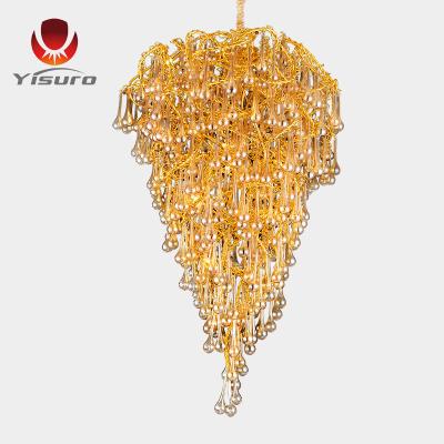 China Beautiful Design Residential Hotel Crystal Gold Pendant Led Ceiling Light Home Decor Luxury K9 Crystal Chandelier for sale