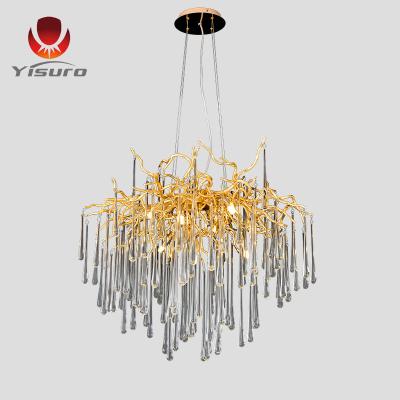 China Nordic Luxury Gold Crystal LED Chandelier LOFT Villa Large Lustre LED Pendant Lamp for Living Room Hotel Hall Art Decor Lighting for sale