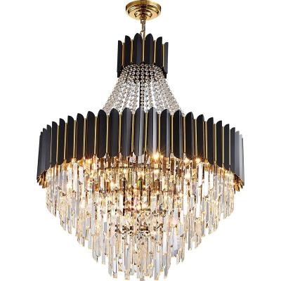 China Frosted stainless steel silver LED modern luxury hotel home decor luxury k9 crystal chandelier large chandelier pendant lights for sale
