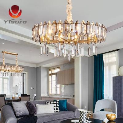 China Yisuro Luxury Art Romantic wedding decorativa Indoor Clear nordic living room vintage hanging K9 Crystal Chandeliers Light for sale