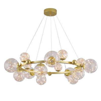 China Modern Chandelier Circle Lights Clear Glass Ball Ceiling Hanging Lamp Living Room Glass Light Vintage Hanging Chandelier for sale