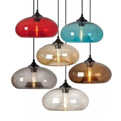 China Loft Nordic Colorful Hanging Lamp Modern Hand Blown Glass Pendant Light for sale