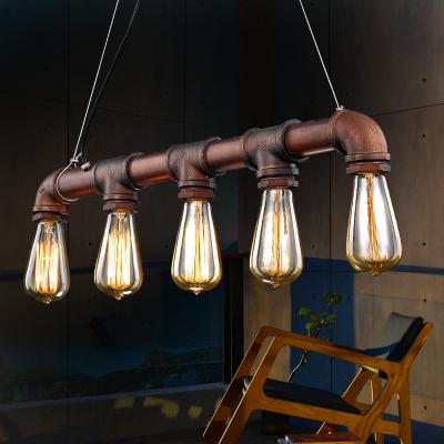 China Loft Edison Bulb Wrought Iron Industrial Water Pipe pendant light indoor creative rusty metal lamp for sale