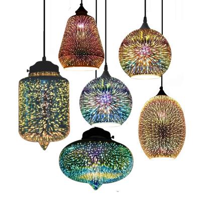 China Modern Glass Chandelier 3D Colorful Nordic Starry Sky Ceiling Light Hanging Glass Shade Pendant Lamp Lights for sale