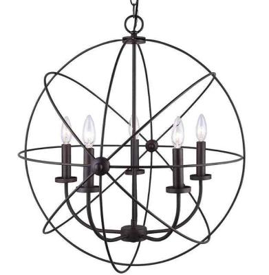 China Shinetime Antique Bronze Sphere Cage Globe Flush Mount Chandelier 5 Light for sale