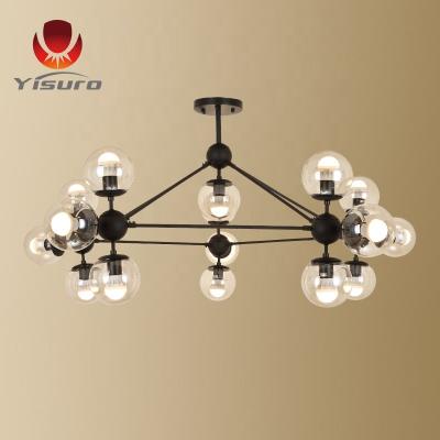 China High Quality Black Iron Magic Bean Pendant Lamps White Bubble Glass Ball Bubble Chandelier for Wholesale for sale