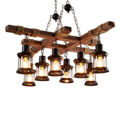 China NEW Loft restaurant bar personality boat wooden chandelier Penda art lampsvillage creative retro industrial wind chandelier for sale
