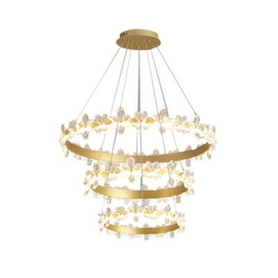 China Postmodern Luxury Chandelier Aluminum Crystal Flower Shape LED Ceiling Pendant Light Home Decor Lights for sale