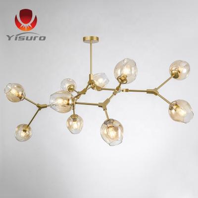 China Postmodern Magic Bean Glass pendant lamp Metal Ceiling Light 10 lights Pendant Lighting for sale