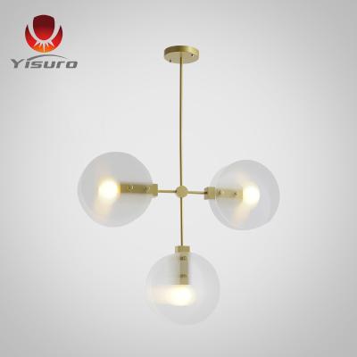 China New Style Simple Pendant Light Gold Body Color 3 Lights Hanging Lamp for sale