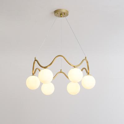 China Artistic Modern 6 Heads Glass Bubble Design Hanging Lamps Black Home Ceiling LED Light Fixture Pendant Chandeliers Lighting for sale