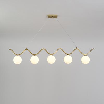China Factory Modern Wavy Line Shape  Kitchen Pendant Lighting Glass Globe Shade LED Hanging Lamp Zhongshan City Guzhen Chandelier for sale