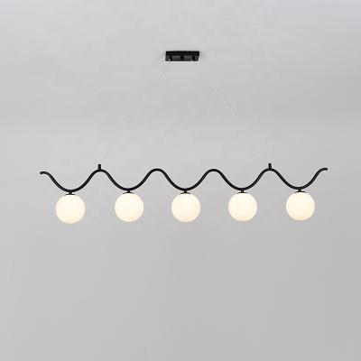 China Nordic  Metal Spiral Pendant lamp Glass Ball Living Room Indoor Decorative LED Lighting Adjustable Chandelier High Hanging lamp for sale
