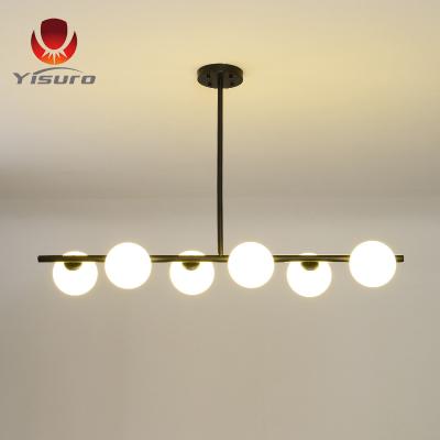 China Modern glass globe decorative pendant light milky white blown lamp modern hanging glass balls chandelier for sale