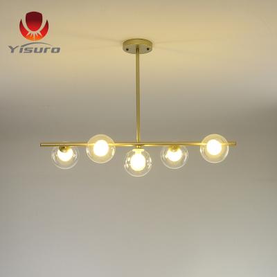 China Factory price gold metal modern globe glass ceiling lamp ball pendant light guzhen bubble molecule chandelier for sale
