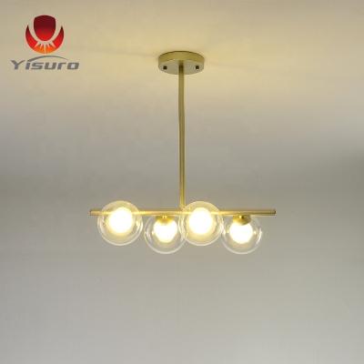 China Spherical Glass Shade Chandelier Metal Straight Line DNA Molecular Hanging Ball Lighting Living Room Pendant Lamp for sale