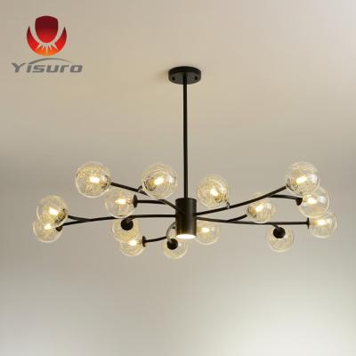 China Modern Sputnik Chandelier Light 16 Lights Gold Black Ceiling Mid Century Pendant Light for Kitchen Living Room for sale