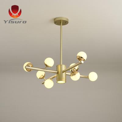 China Acrylic globe decorative pendant light Gold Metal Ball Chandelier bedroom living room hanging light for sale
