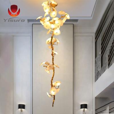 China Villa high quality pendant light unique suspended decorative copper cristal large LED chandelier lighting for sale