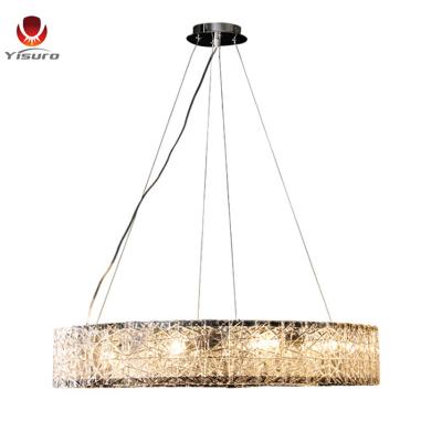 China Zhongshan lighting factory design chandeliers stainless steel mirror round large glass pendant lamp modern for sale