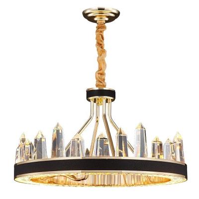 China Modern Led Chandelier Lighting Living Room Black Leather Decorative Simple Luxury Round Dining Room chandelier lighting crystal for sale