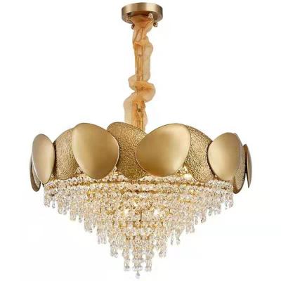 China Living room hanging stainless steel E14 metal large lamp luxury crystal modern chandeliers pendant lights hanging pendant light for sale