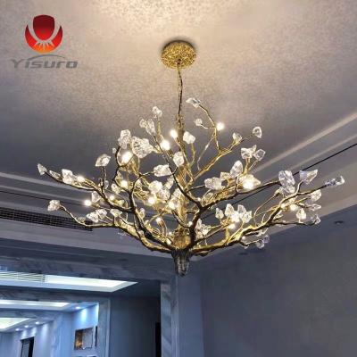 China Loft New Hot Sales Copper Designer Pendant Chandelier Creative Long Lights Decorative Modern Restaurant Luxury Crystal Lighting for sale