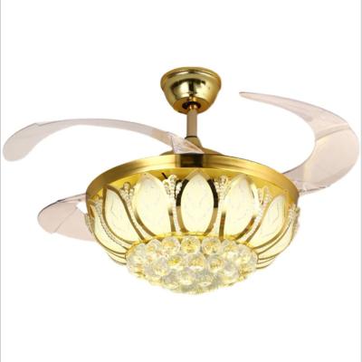 China Retro Crystal Led Ceiling Fan Lamp Modern Ceiling Fan With Lights Ceiling Fan With Remote Control for sale