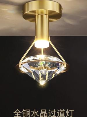 China LED Dimmable K9 Crystal Copper Ceiling light Corridor Aisle lamp factory wholesale fancy lights for home for sale