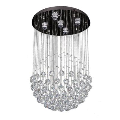 China Modern simple atmosphere led Round Crystal Chandelier living room hotel bar creative double staircase spherical lamp for sale