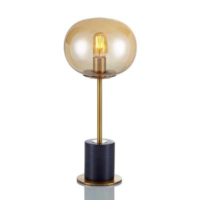China Nordic modern Hotel Villa glass marble table lamp creative simple stylish living room bedroom bedside decorative lamp for sale