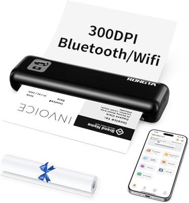 중국 여행용 롱타 휴대용 프린터, 300DPI WiFi & Bluetooth 모바일 열전사 잉크리스 프린터 (학교/사무실/가정용) 판매용