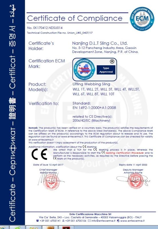 CE / WEBBING SLING - NANJING D.L.T SLING CO.,LTD