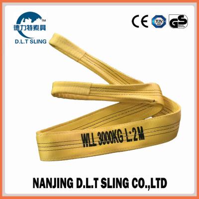 China polyester Flat woven webbing sling 3Ton,  According to CE,GS standard,  TUV Approved.  SF 7:1 for sale
