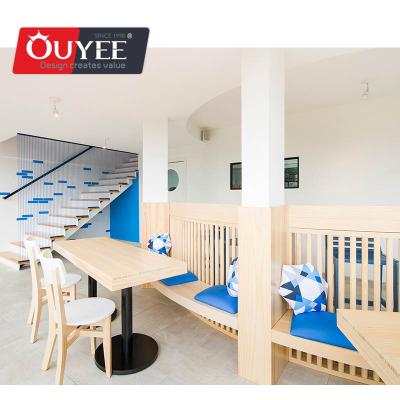 Cina Shop Bubble Tea Shop Interior Decoration Designed Customized Wooden Display Table Chairs Set in vendita