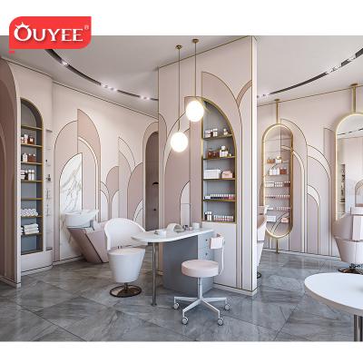 Cina New Modern Salon Styling Stations Hair Salon Mirror With Light Salon Mirrors Designs in vendita