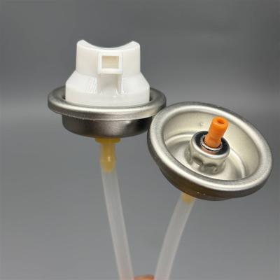 China Integrated Brush Aerosol Valve for Car Seat and Fabric Cleaner Aerosol Tin Cans for sale